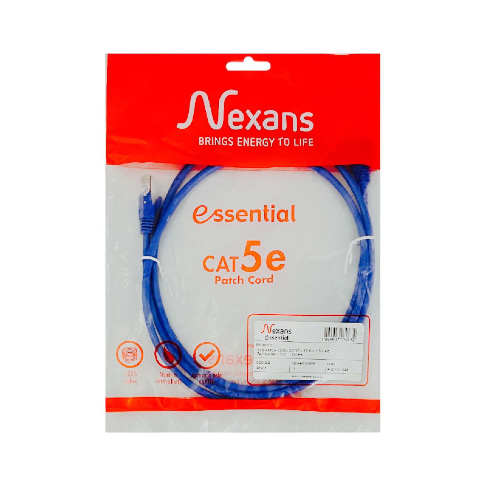 Patch Cord Cat5e 1,5M Nexans Azul
